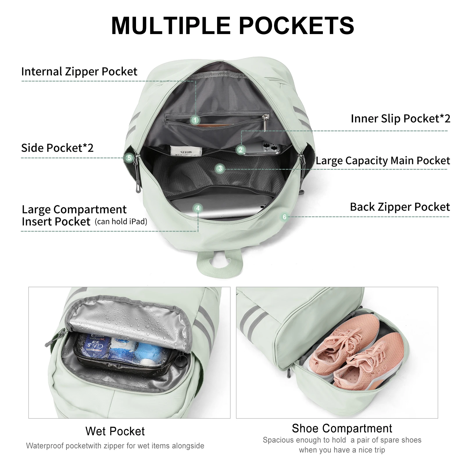 Gym Backpack for Women with Shoes Compartment, Large Women Travel ...