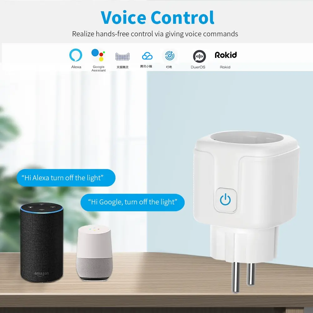 Tuya 16A 20A EU Smart Socket WiFi Smart Plug With Power Monitoring ...