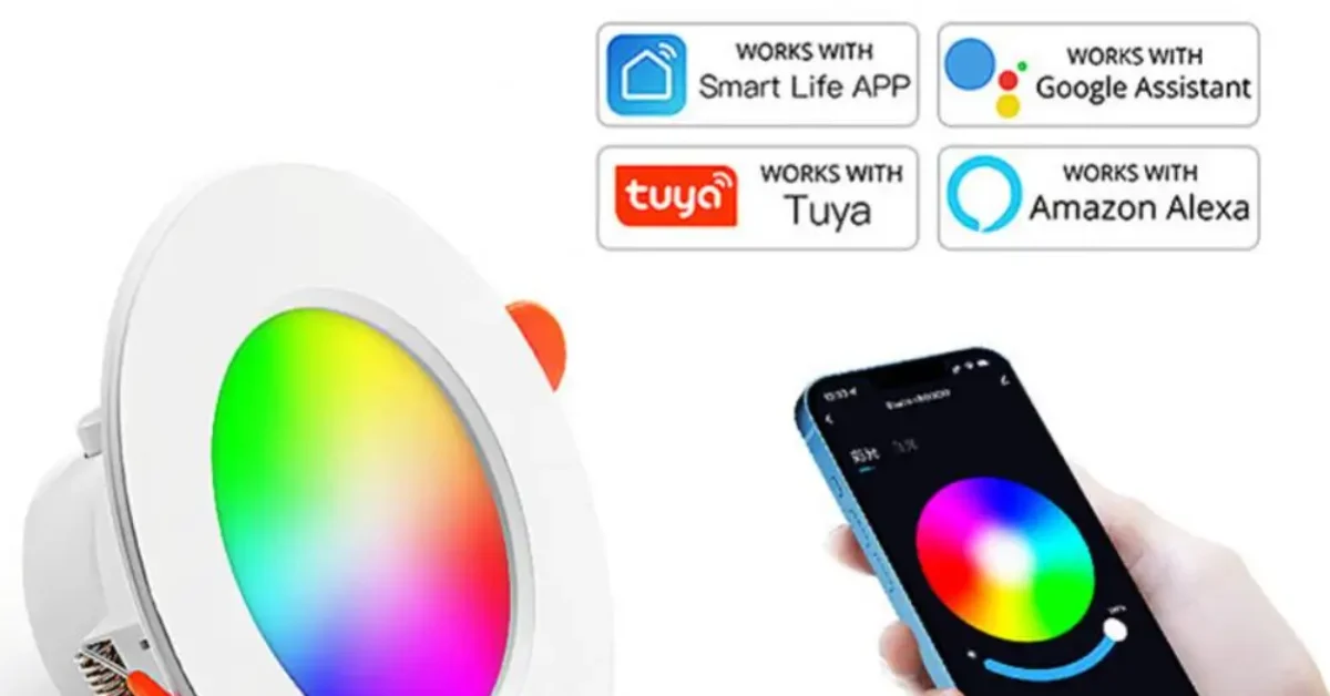 Tuya Smart Downlight Bluetooth Colorfull LED Lamp Bulb Recessed Round ...