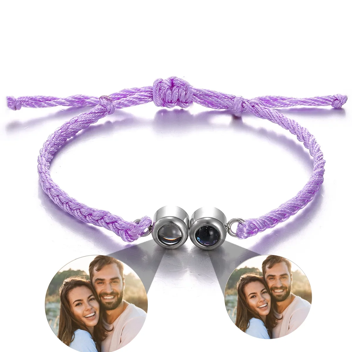 Adjustable Custom Dual Photo Projection Bracelet Customized Weaving ...