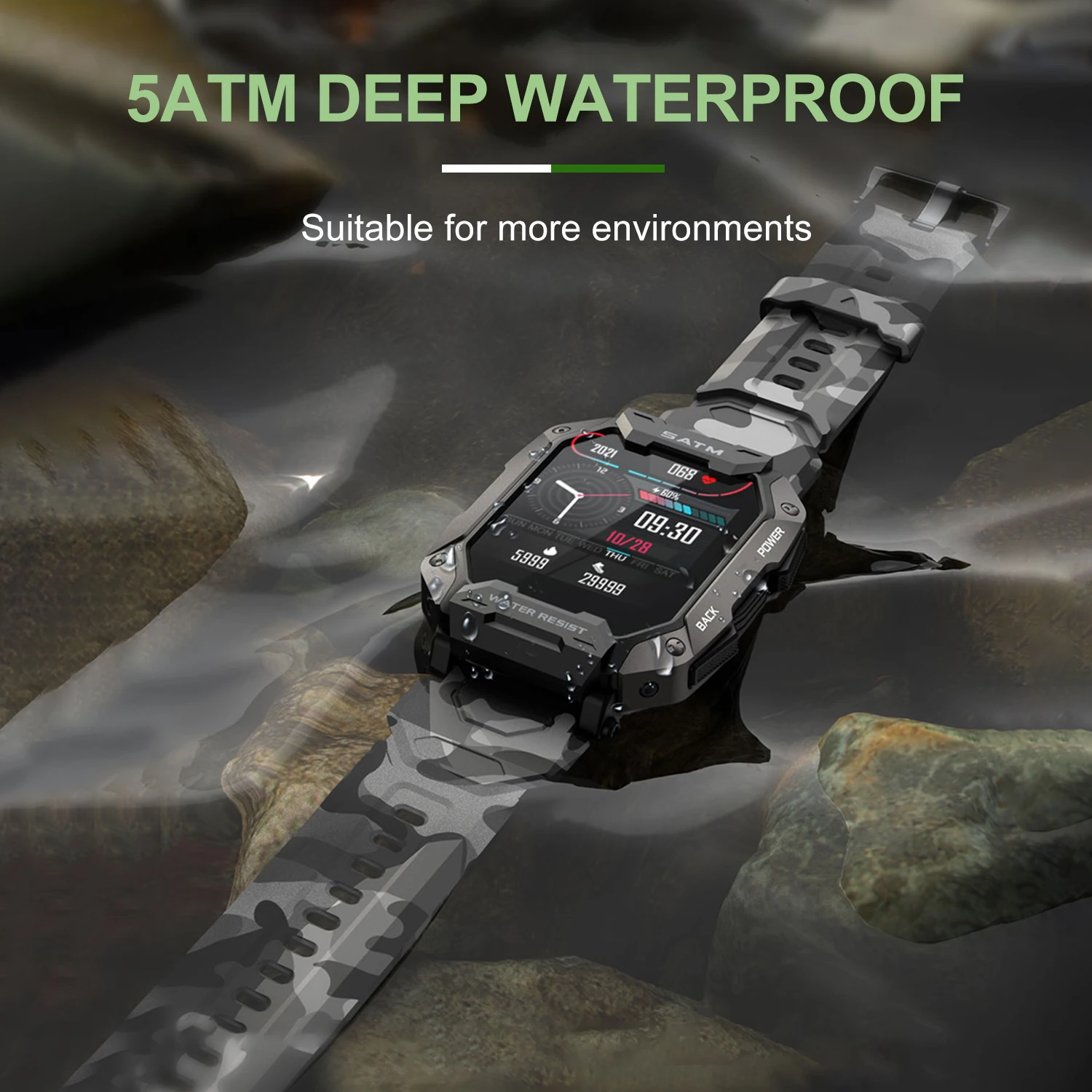 C20 Military Smart Watch Men Carbon Black Ultra Army Outdoor IP68 ...