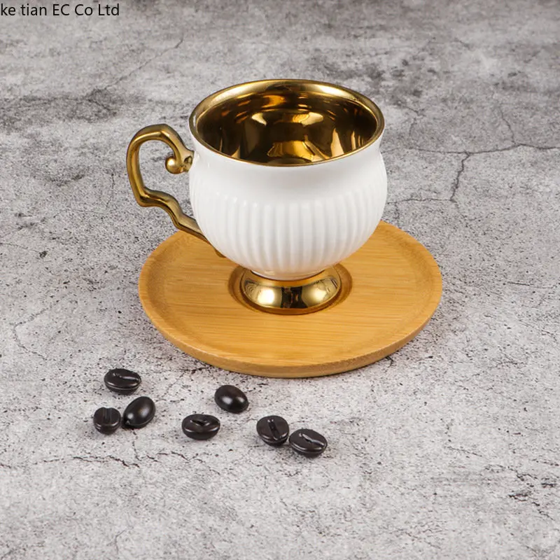 European style simple gold rim high foot ceramic coffee cup Turkish ...