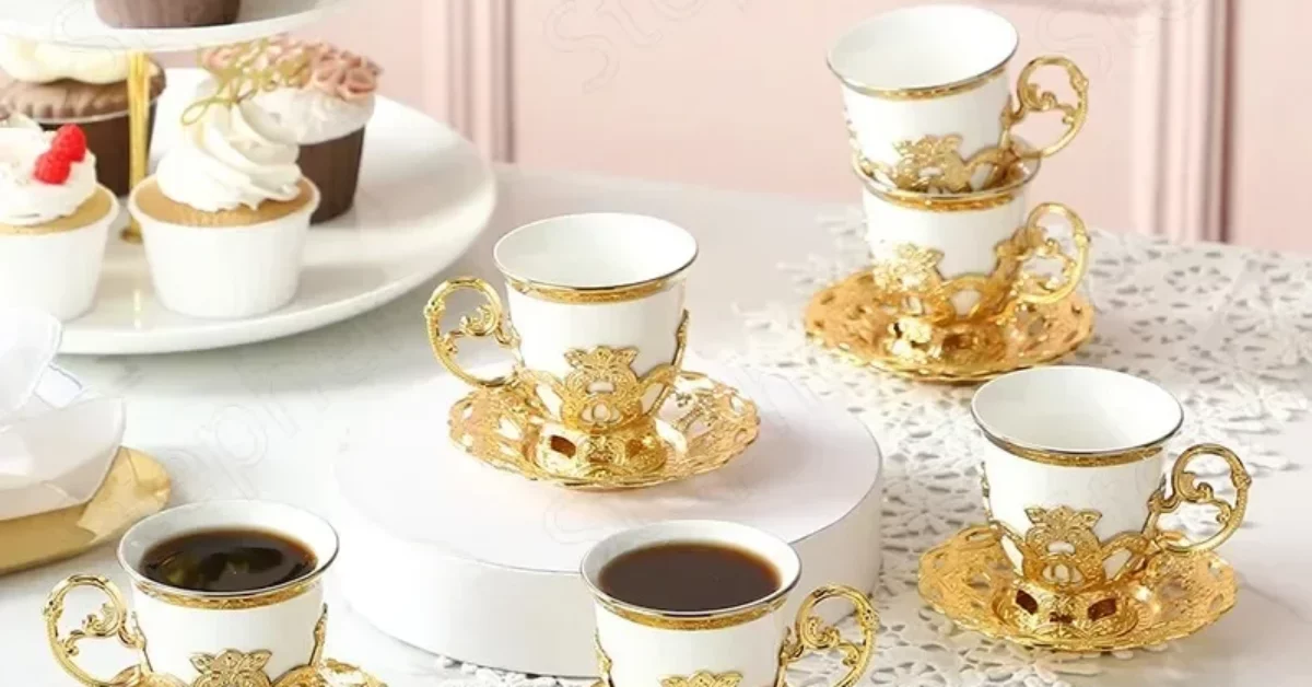 Ramadan Golden Border Turkish Coffee Cups European Classical Plating ...