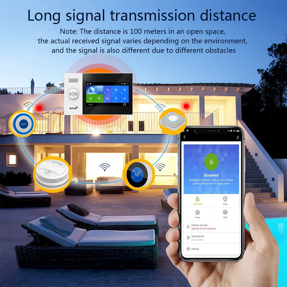 PGST 4.3 inch HD 4G Wifi Alarm System Wireless Touch Screen Tuya Smart ...
