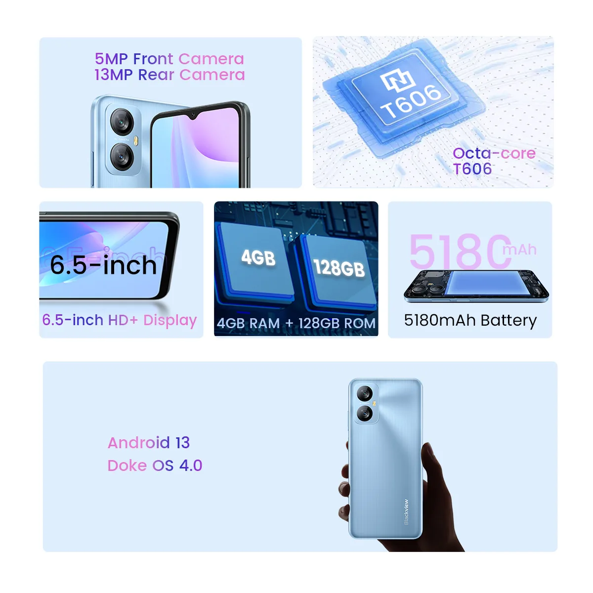 Blackview A52 Pro Smartphone 6.5 Inch Cellphone 4GB 128GB Octa Core ...