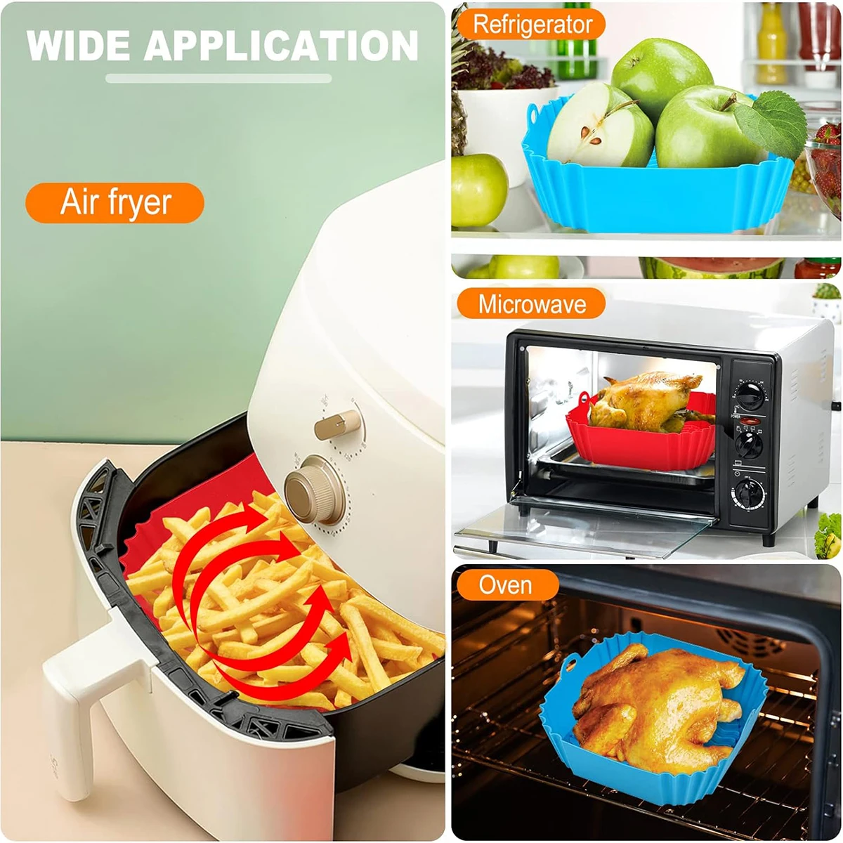 Air Fryer Silicone Liners Pot,Airfryer Basket Cooking Gadgets ,Reusable ...