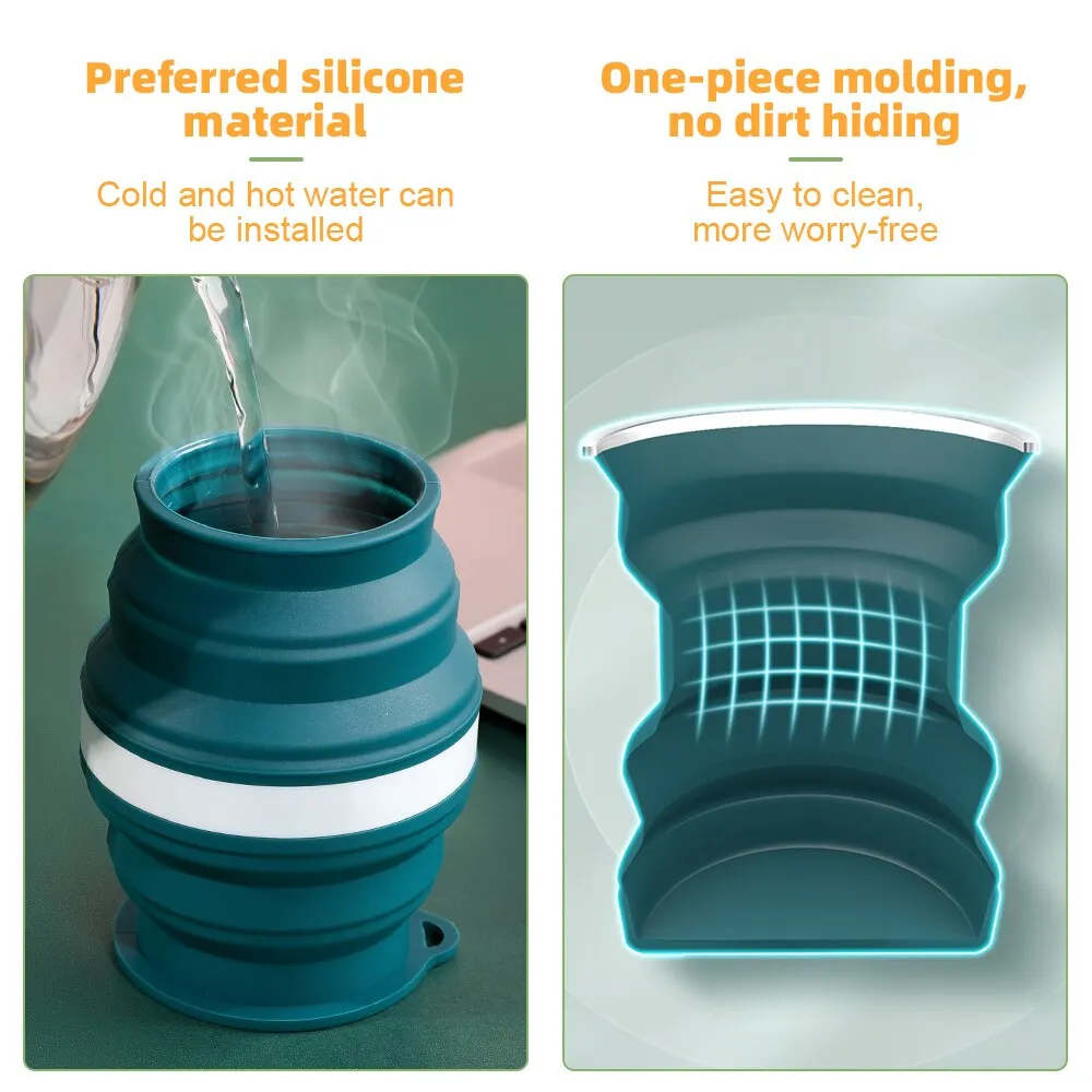 Portable Silicone Foldable Cup With Lanyard Heat Resistant Collapsible ...