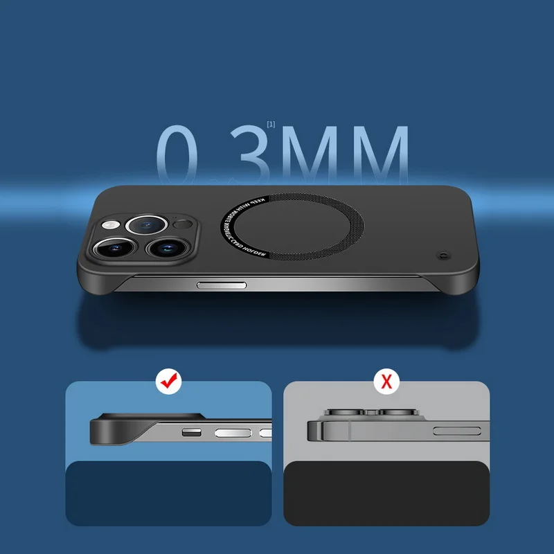Ultra Thin Hard PC Magnetic Frameless Phone Case For Magsafe iPhone 15 ...