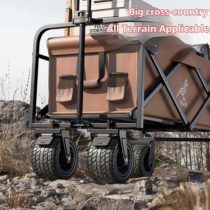 Outdoor Camping Off Road Wheeled Cart Foldable Hand Pushing Camping ...