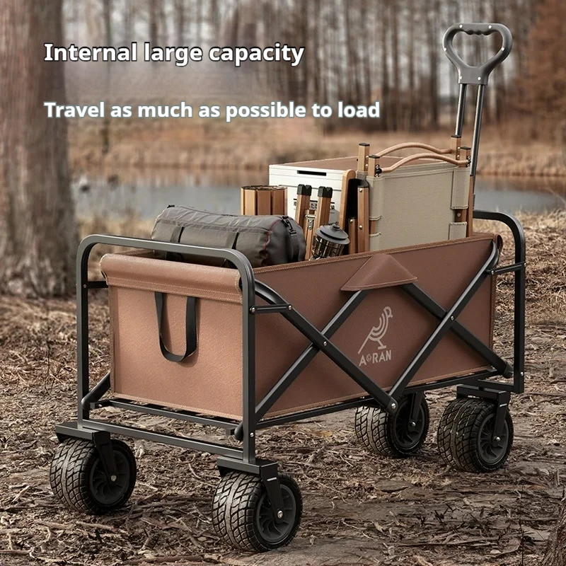 Outdoor Camping Off Road Wheeled Cart Foldable Hand Pushing Camping ...