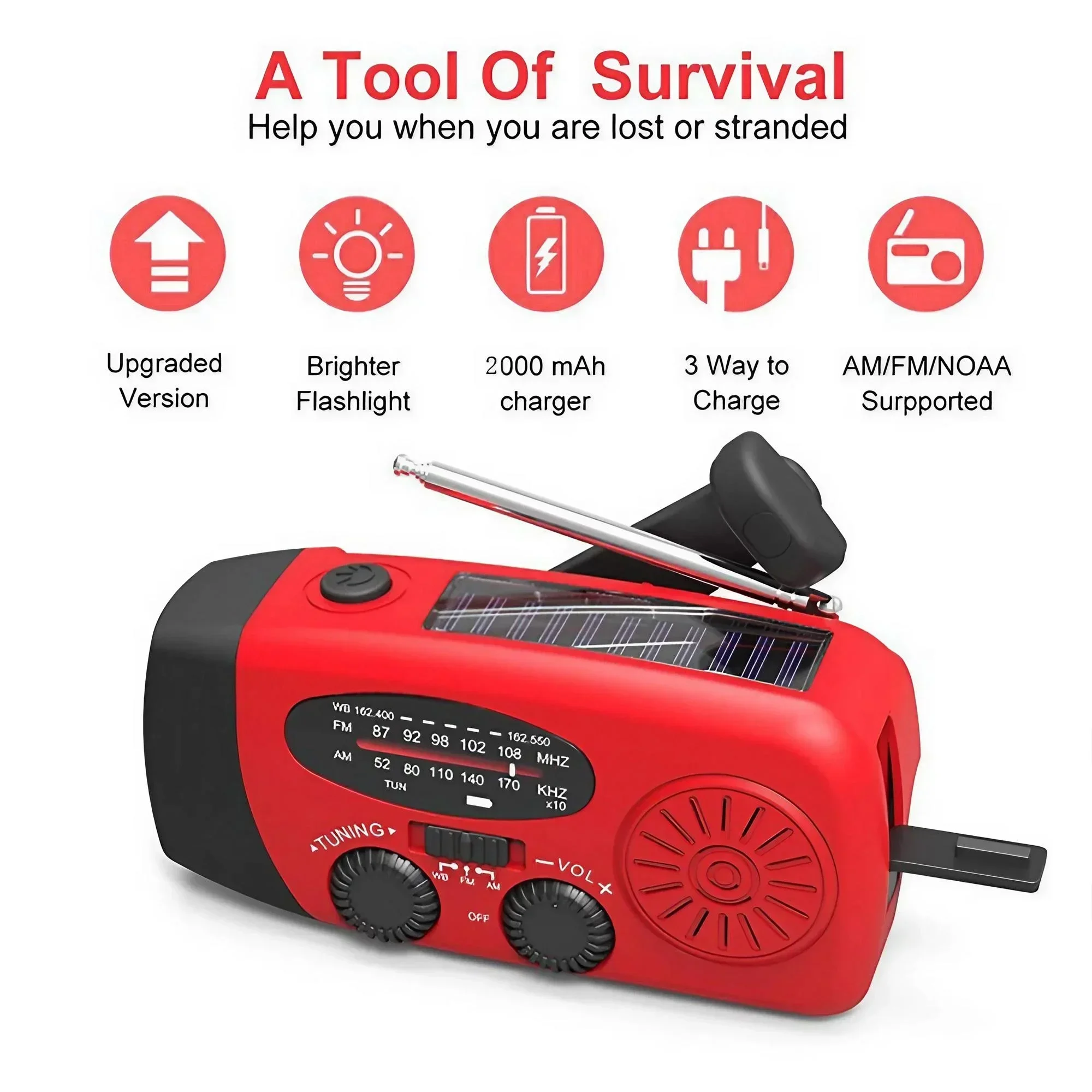 STONEGO Multifunctional FM Radio Outdoor Emergency Hand-crank Generator ...