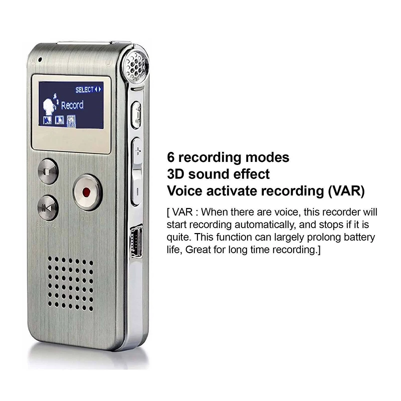 8GB/16GB/32GB Voice Recorder MP3 Player Mini Sound Audio Recorder ...