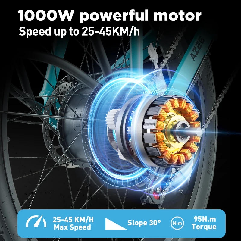BURCHDA AZ26 1000W45KM/H 26 Inch Electric Bike 48V20AH Lithium Battery ...