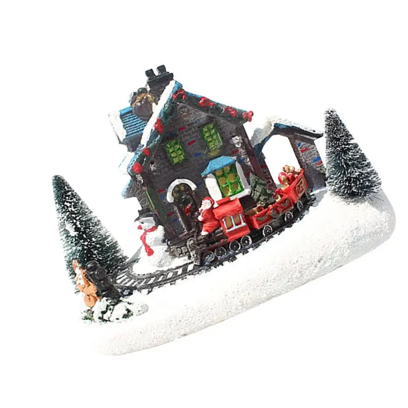 Christmas Luminous House Winter Scene Model Desk Ornament Snowy ...