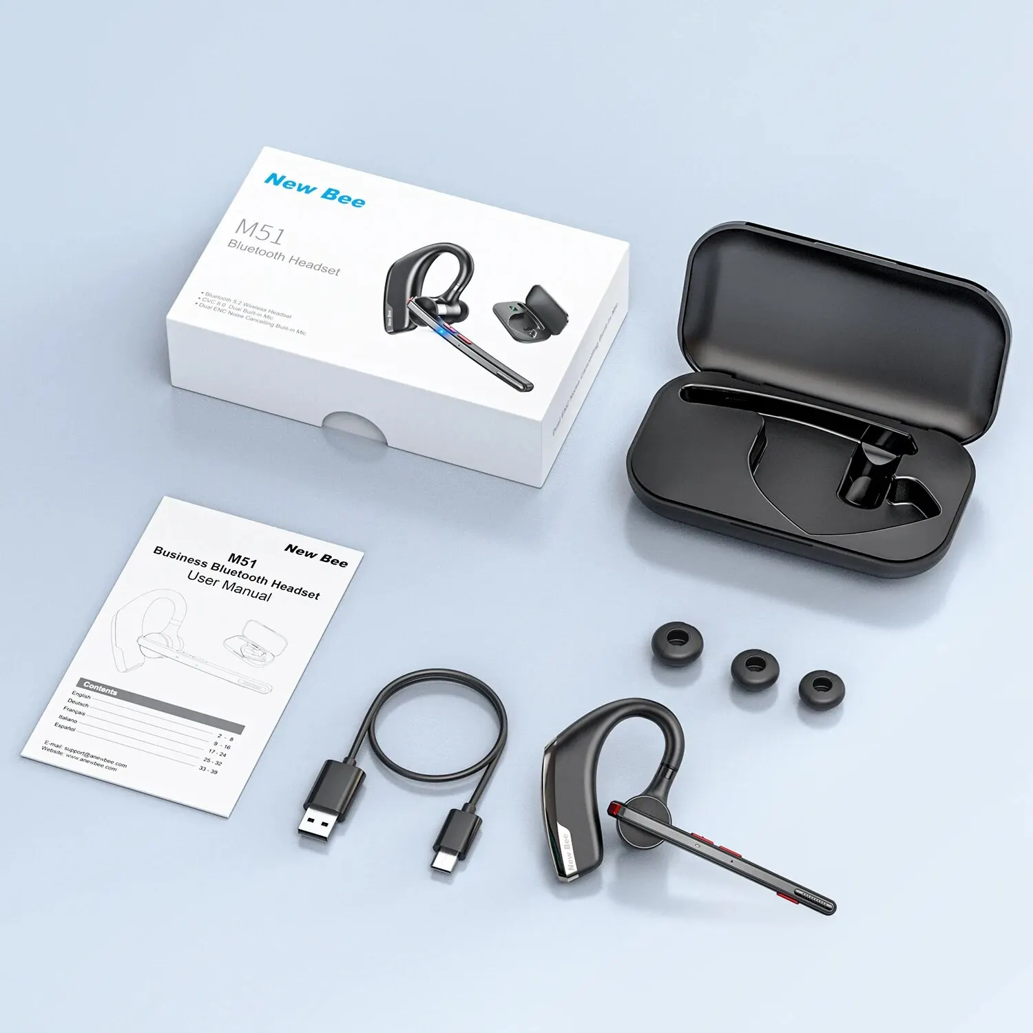 New Bee M51 Bluetooth 5 2 Wireless Headset Earphones Headphone With