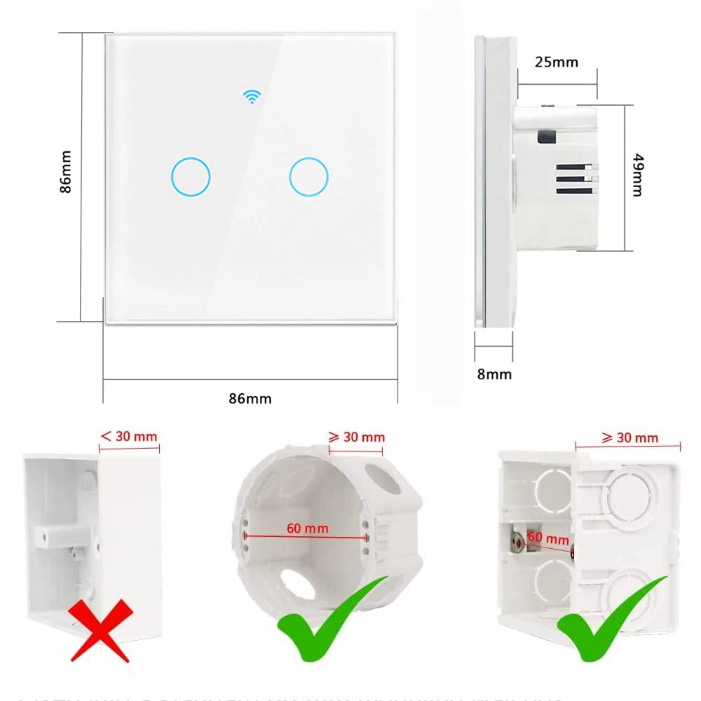 WiFi Smart Switch EU Neutral Wire/No Neutral Wire Touch Light Switch ...
