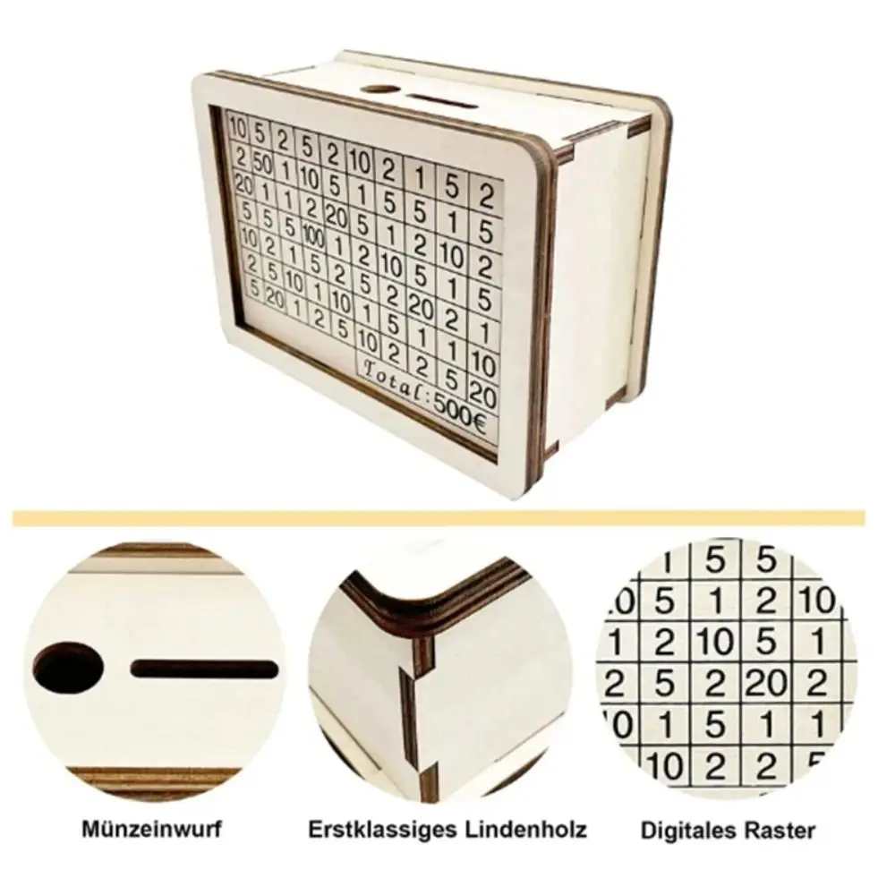 Wooden Money Saving Box Money Storage Bank with Saving Money Goals ...