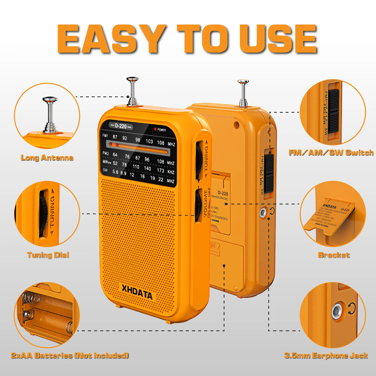 XHDATA D-220 Vintage Retro Radio FM 1-2/MW (9K/10K) /SW 4 Bands ...