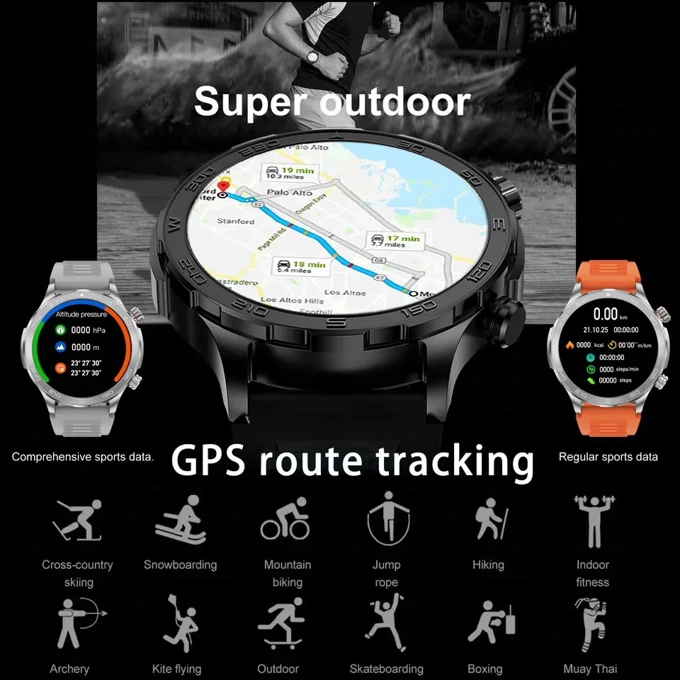 2024 For Xiaomi Rugged Military Smart Watch Men GPS track Compass NFC ...