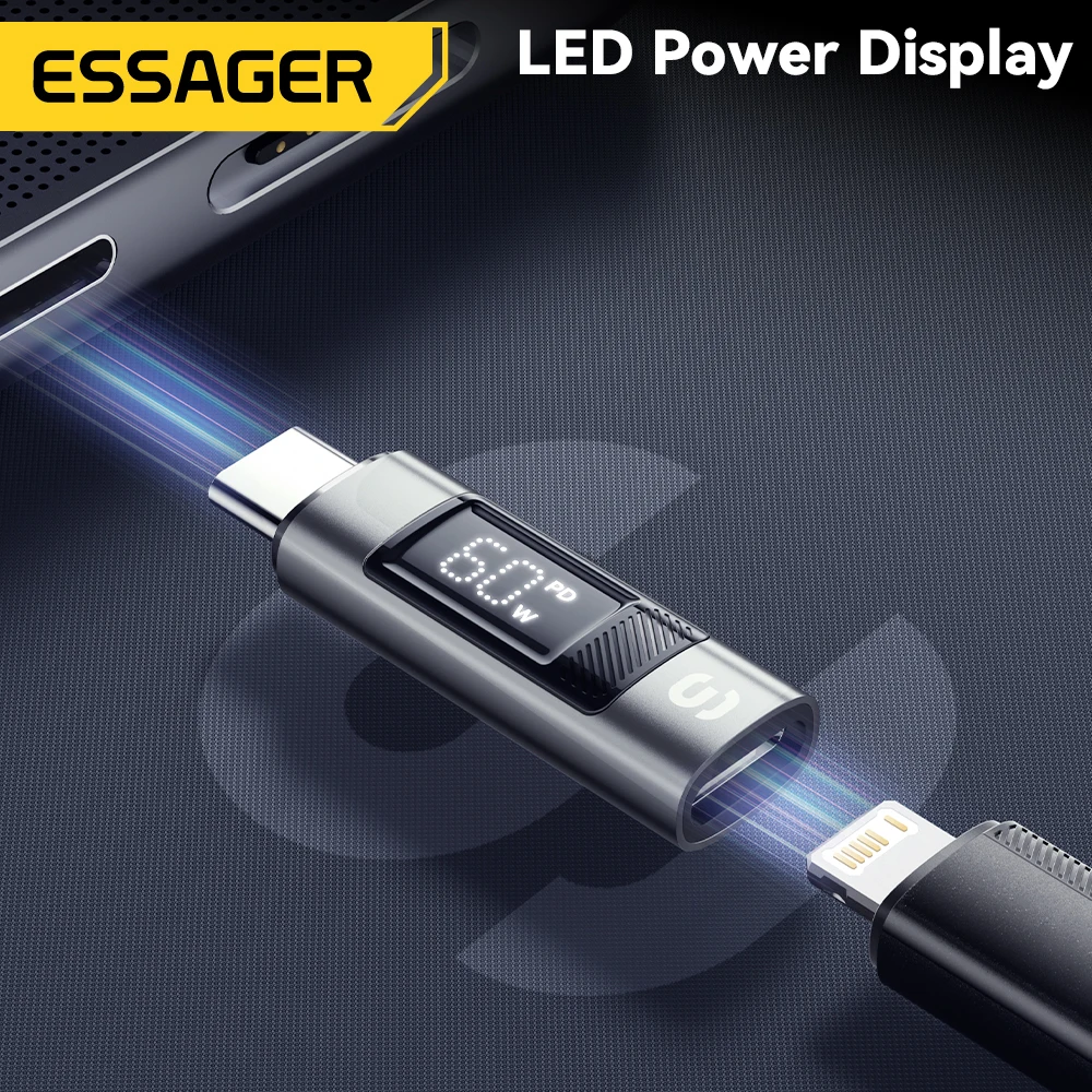 Essager Type C to Lighting OTG Adapter Digital Display Fast Charging ...