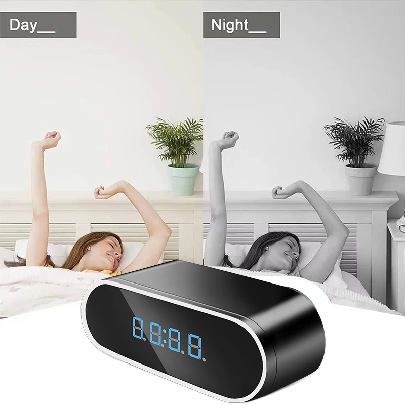 Full HD 1080P Alarm Clock Mini Camera Wireless Wifi Control IR Night ...