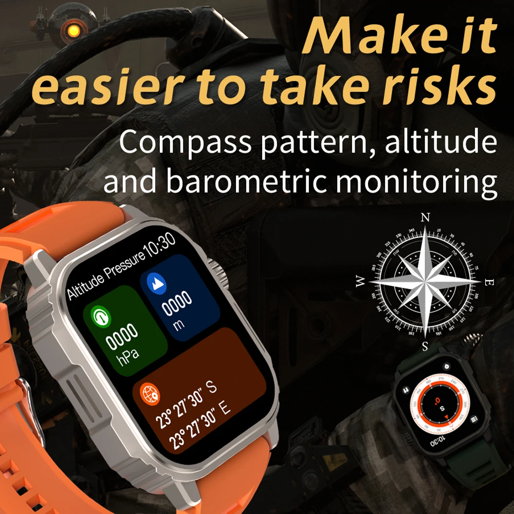 New Outdoor Sports Military Rugged Bluetooth Call Smart Watch Men GPS ...