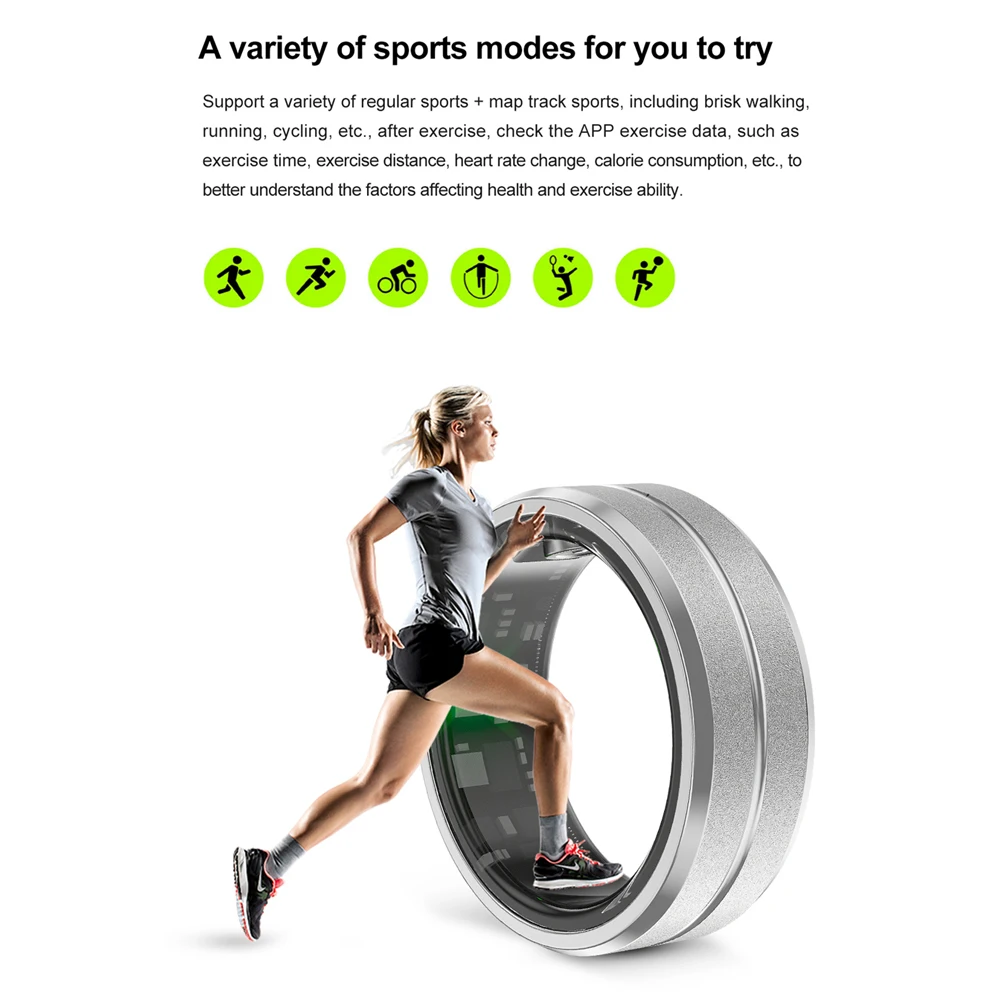 Smart Ring Men Women Health Detect Heart Rate Blood Oxygen Waterproof ...