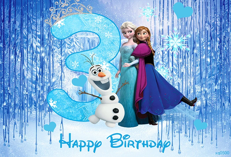 Happy Birthday Backdrop for Girls Winter Frozen Elsa Princess ...