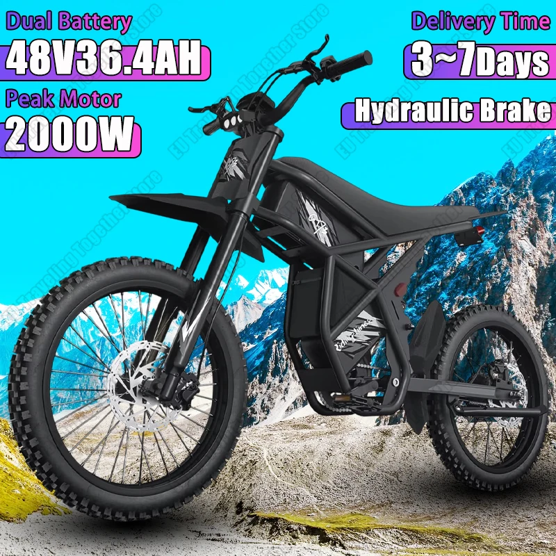 All-terrain Electric Bike Hydraulic Brake 2000W Peak Power 48V36.4AH ...
