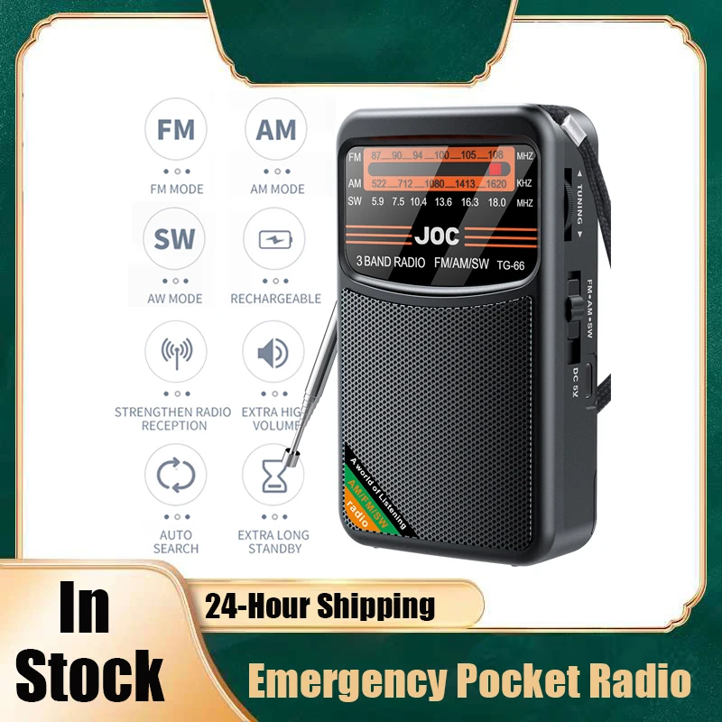 Battery Operated Radio FM AM SW Radio Built-in Speaker Pointer Pocket ...