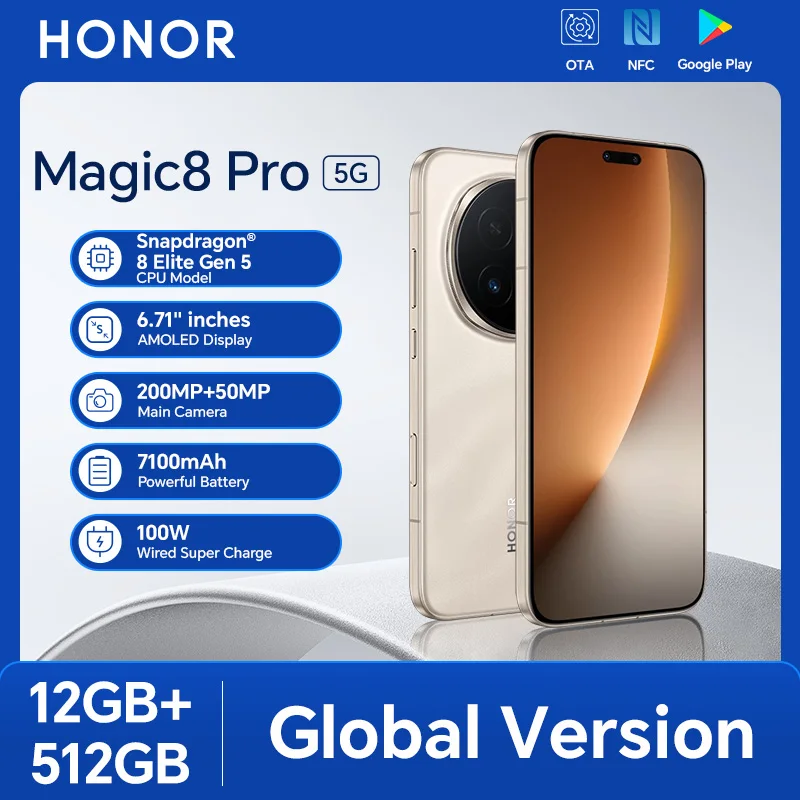 2026 New HONOR Magic8 Pro Global Version 12GB+512GB 6.71'' 120Hz OLED ...
